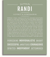Randi Personalized Name Meaning Art Prints – Name Stories
