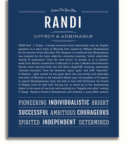 Randi Personalized Name Meaning Art Prints – Name Stories