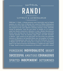 Randi Personalized Name Meaning Art Prints – Name Stories