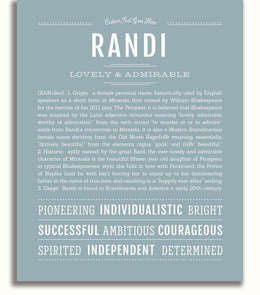 Randi Personalized Name Meaning Art Prints – Name Stories