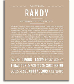 Randy Personalized Name Meaning Art Prints – Name Stories