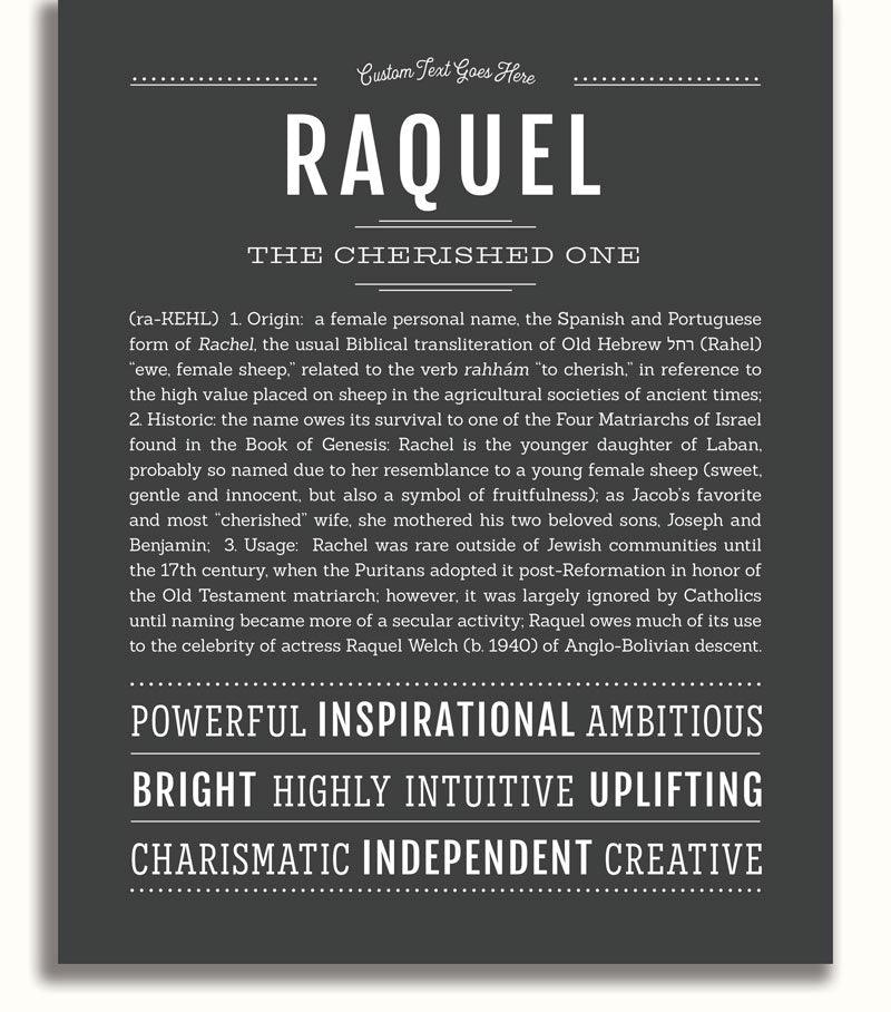 Raquel Personalized Name Meaning Art Prints – Name Stories