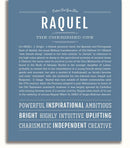 Raquel Personalized Name Meaning Art Prints – Name Stories