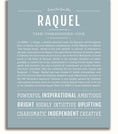 Raquel Personalized Name Meaning Art Prints – Name Stories