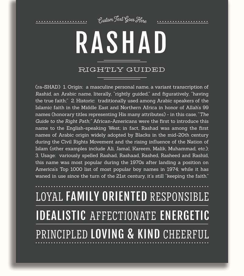 Rashad Personalized Name Meaning Art Prints – Name Stories