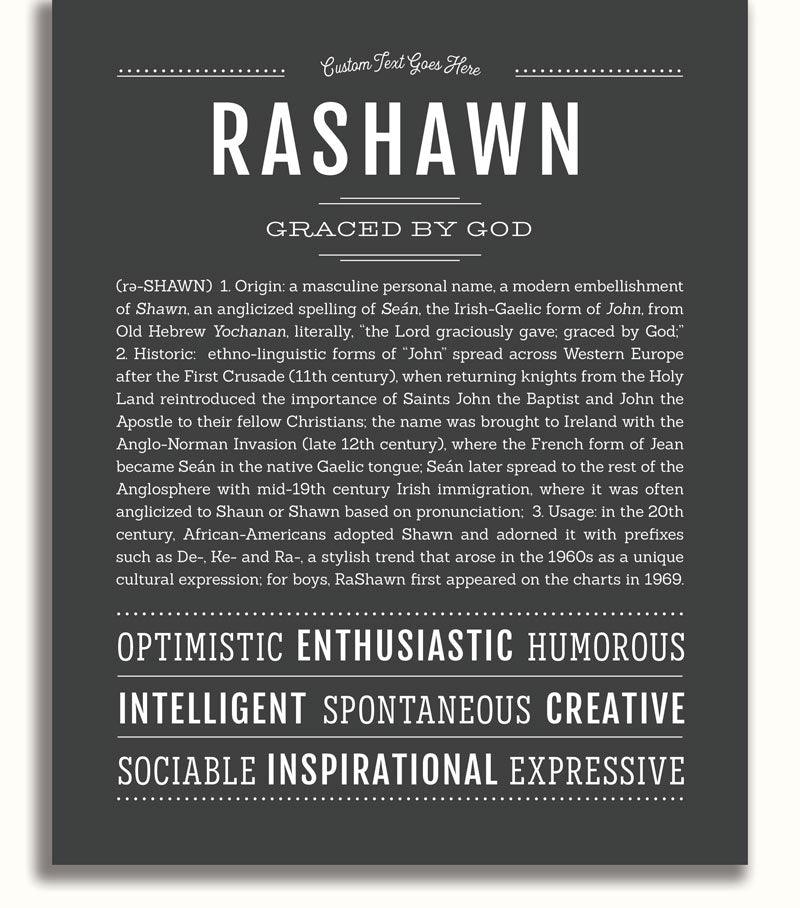 Rashawn Personalized Name Meaning Art Prints – Name Stories