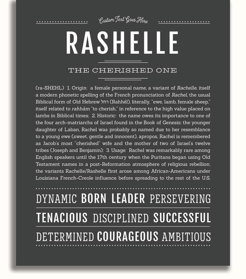 Rashelle Personalized Name Meaning Art Prints – Name Stories