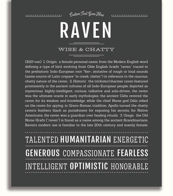 Raven | Name Art Print – Name Stories