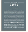 Raven Personalized Name Meaning Art Prints – Name Stories
