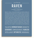Raven Personalized Name Meaning Art Prints – Name Stories