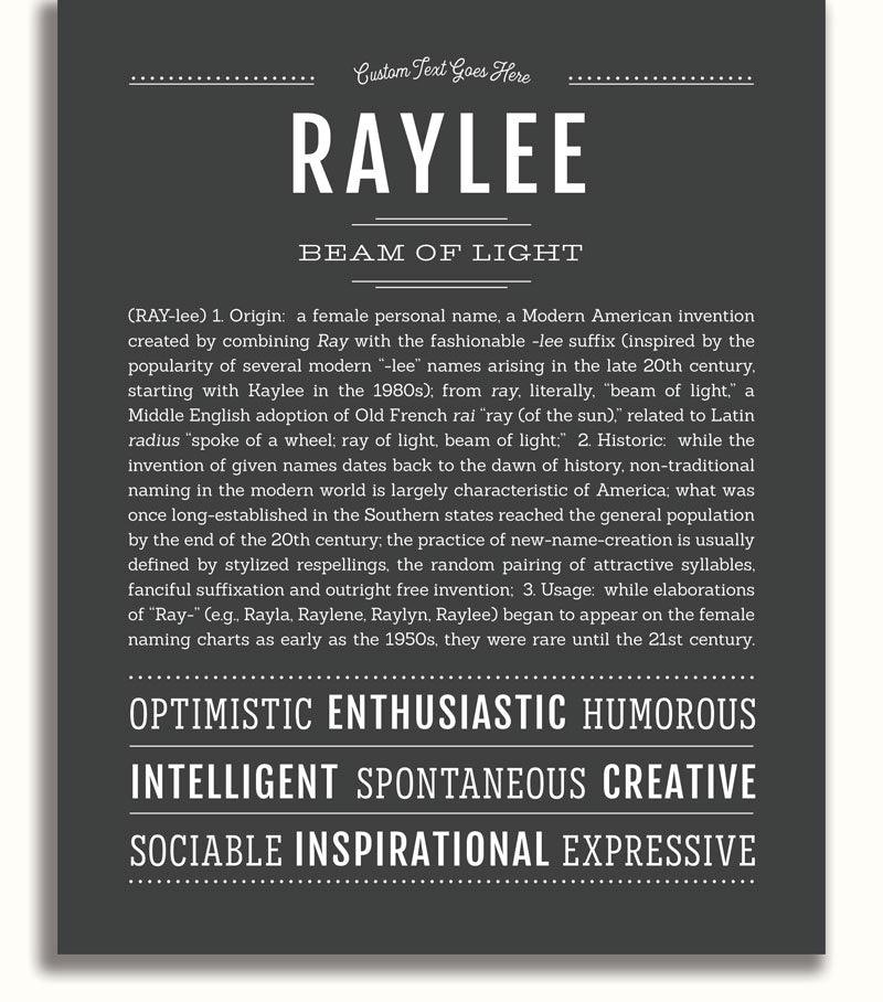 Raylee Personalized Name Meaning Art Prints – Name Stories