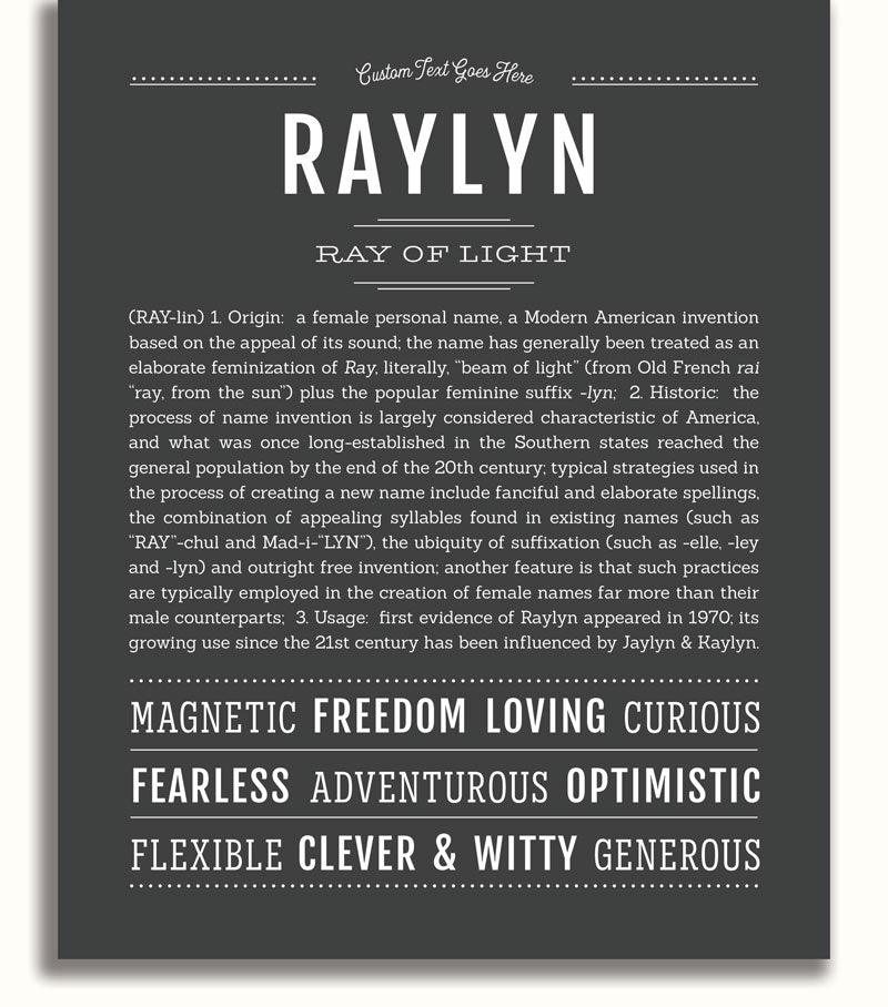 Raylyn Personalized Name Meaning Art Prints – Name Stories