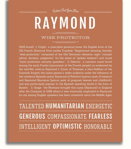 Raymond Personalized Name Meaning Art Prints – Name Stories