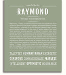 Raymond Personalized Name Meaning Art Prints – Name Stories
