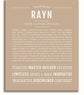 Rayn Personalized Name Meaning Art Prints – Name Stories
