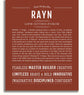 Rayn Personalized Name Meaning Art Prints – Name Stories
