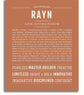 Rayn Personalized Name Meaning Art Prints – Name Stories