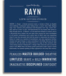 Rayn Personalized Name Meaning Art Prints – Name Stories