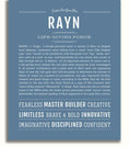 Rayn Personalized Name Meaning Art Prints – Name Stories