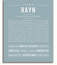 Rayn Personalized Name Meaning Art Prints – Name Stories