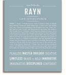 Rayn Personalized Name Meaning Art Prints – Name Stories