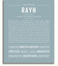 Rayn Personalized Name Meaning Art Prints – Name Stories