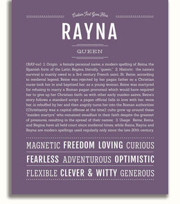 Rayna Personalized Name Meaning Art Prints – Name Stories