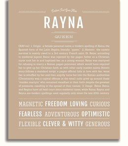 Rayna Personalized Name Meaning Art Prints – Name Stories