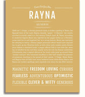 Rayna Personalized Name Meaning Art Prints – Name Stories