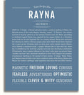 Rayna Personalized Name Meaning Art Prints – Name Stories