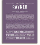 Rayner Personalized Name Meaning Art Prints – Name Stories