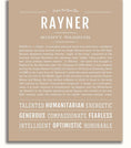 Rayner Personalized Name Meaning Art Prints – Name Stories
