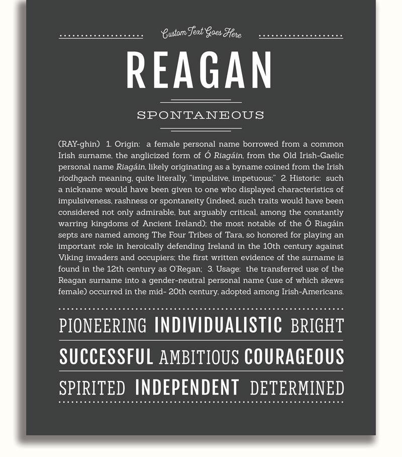 Reagan Personalized Name Meaning Art Prints – Name Stories