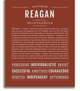 Reagan Personalized Name Meaning Art Prints – Name Stories