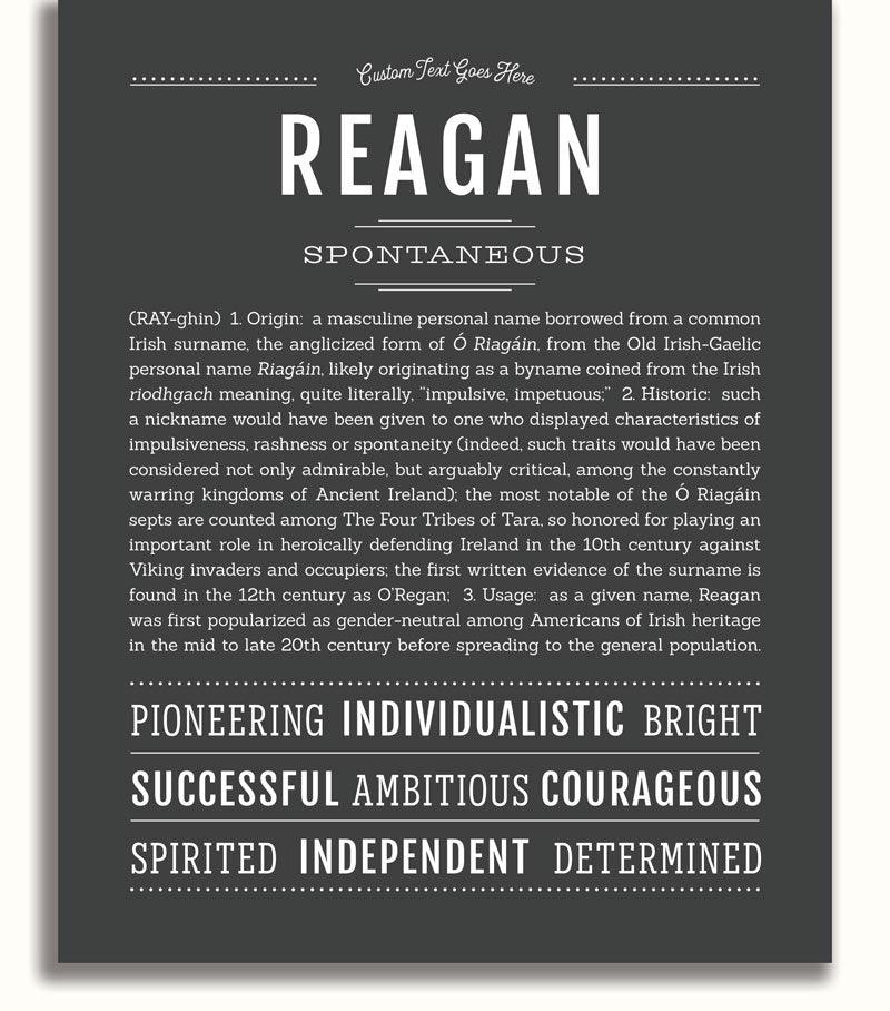 Reagan Personalized Name Meaning Art Prints – Name Stories
