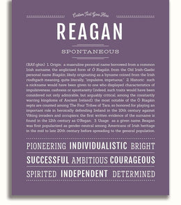 Reagan Personalized Name Meaning Art Prints – Name Stories