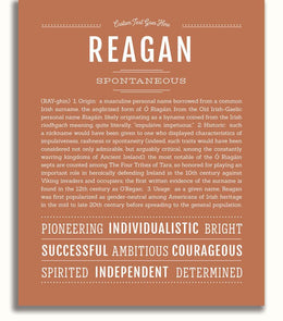 Reagan Personalized Name Meaning Art Prints – Name Stories