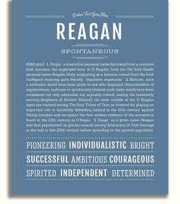 Reagan Personalized Name Meaning Art Prints – Name Stories