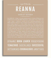 Reanna Personalized Name Meaning Art Prints – Name Stories