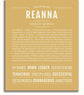 Reanna Personalized Name Meaning Art Prints – Name Stories