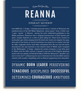 Reanna Personalized Name Meaning Art Prints – Name Stories