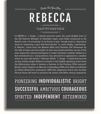 Rebecca Personalized Name Meaning Art Prints – Name Stories