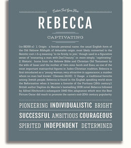 Rebecca Personalized Name Meaning Art Prints – Name Stories