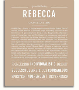Rebecca Personalized Name Meaning Art Prints – Name Stories