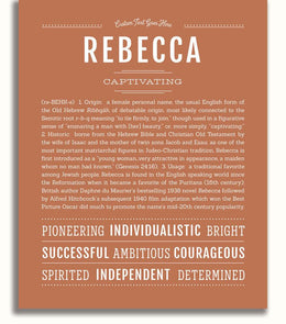 Rebecca Personalized Name Meaning Art Prints – Name Stories