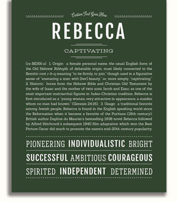 Rebecca Personalized Name Meaning Art Prints – Name Stories