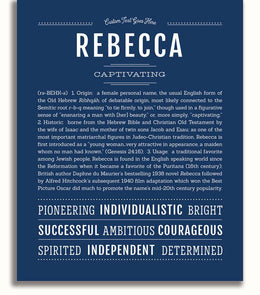 Rebecca Personalized Name Meaning Art Prints – Name Stories