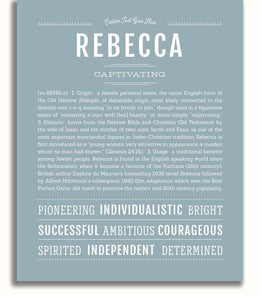 Rebecca Personalized Name Meaning Art Prints – Name Stories