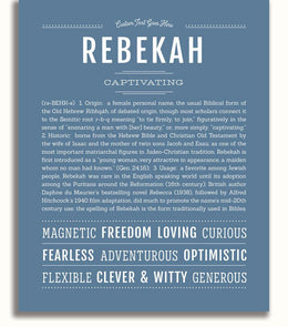 Rebekah Personalized Name Meaning Art Prints – Name Stories