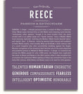 Reece Personalized Name Meaning Art Prints – Name Stories